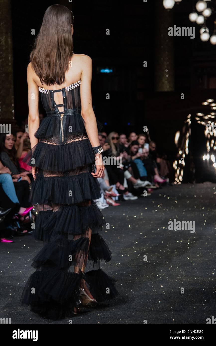 London, UK. 19th Feb, 2023. A model walks the runway during Aadnevik ...