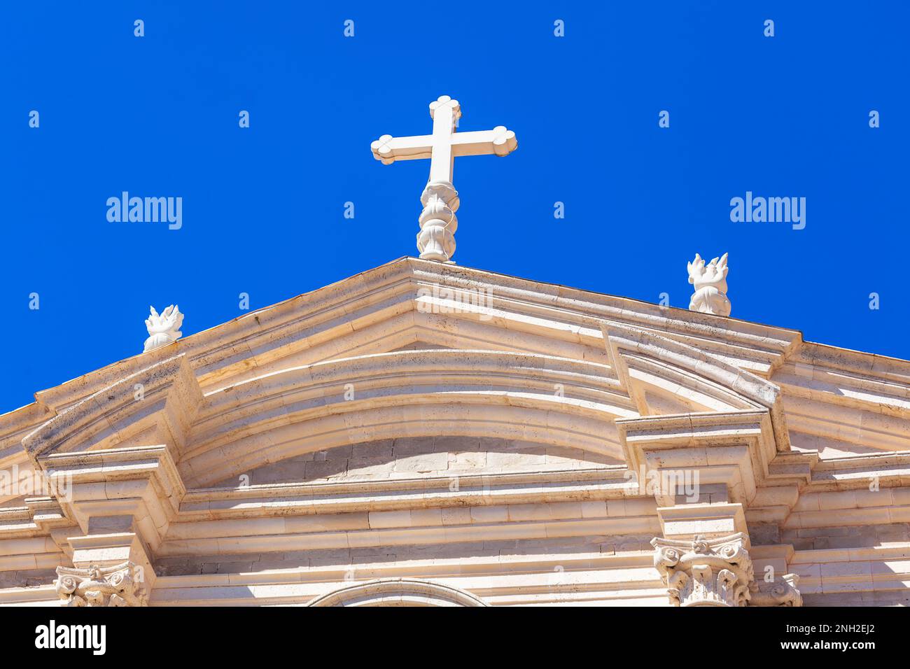 Religious cross on the top of church . Christianity symbol white cross ...