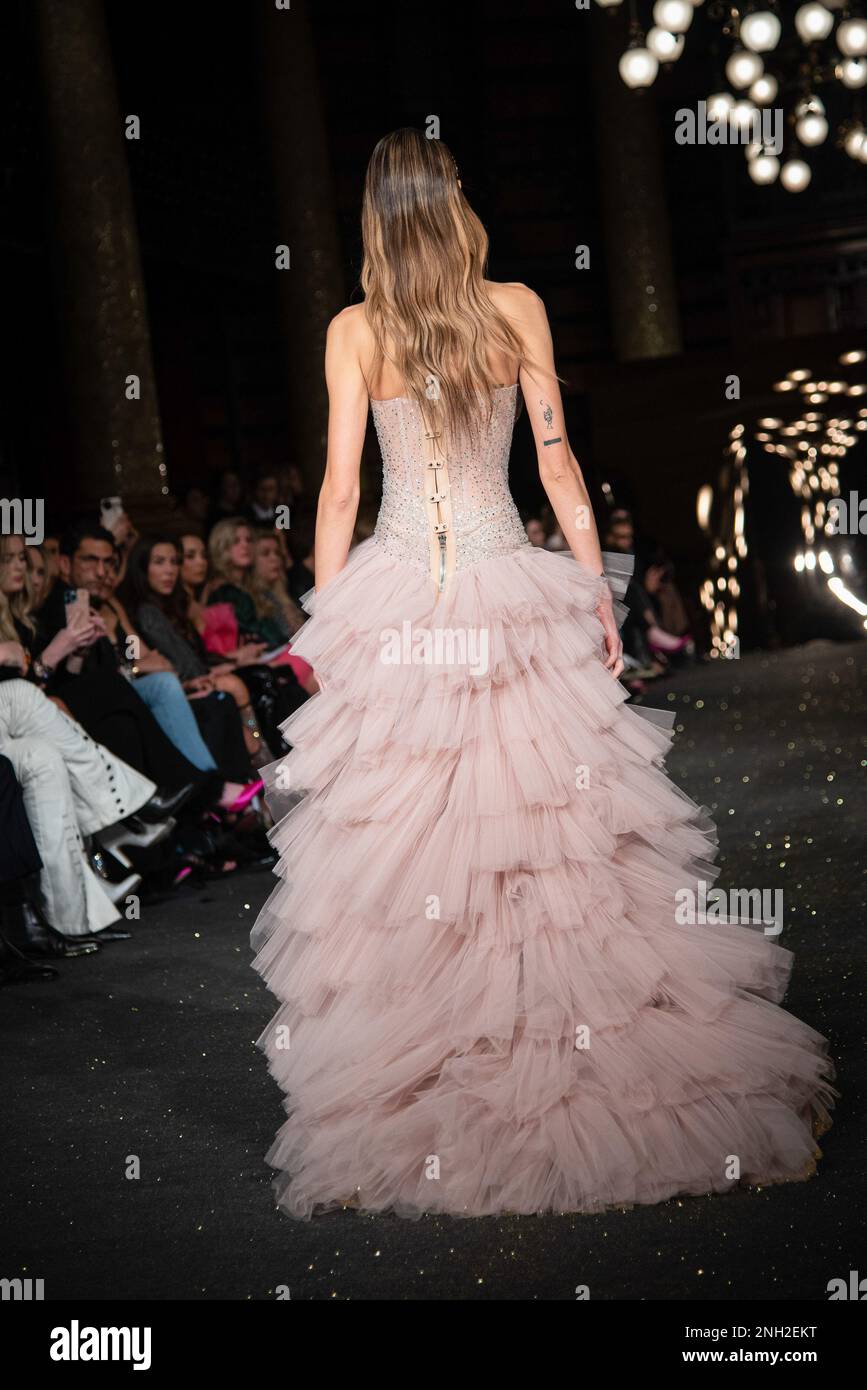 London, UK. 19th Feb, 2023. A model walks the runway during Aadnevik ...