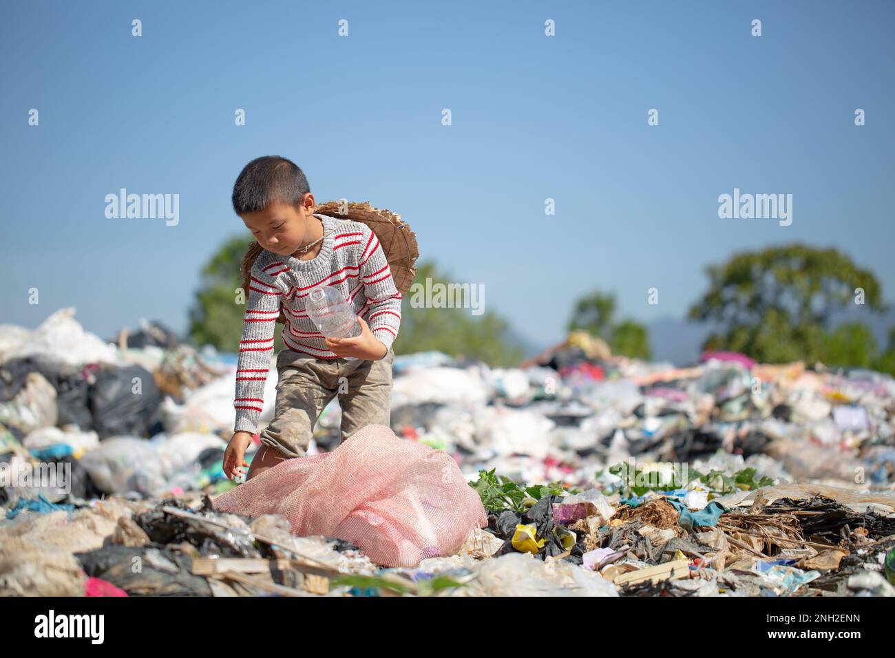 Poor children collect garbage for sale because of poverty, Junk recycle ...