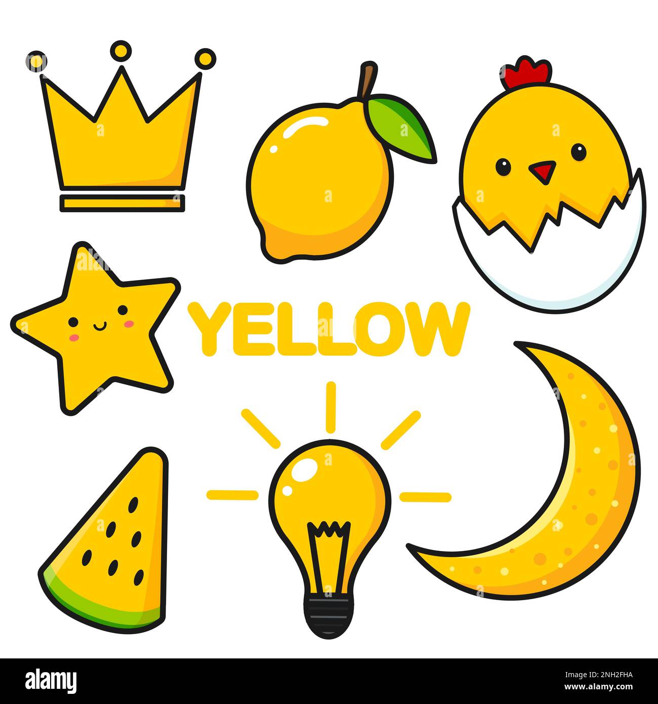 Set of yellow color elements. Yellow stickers. Vector clipart Stock ...