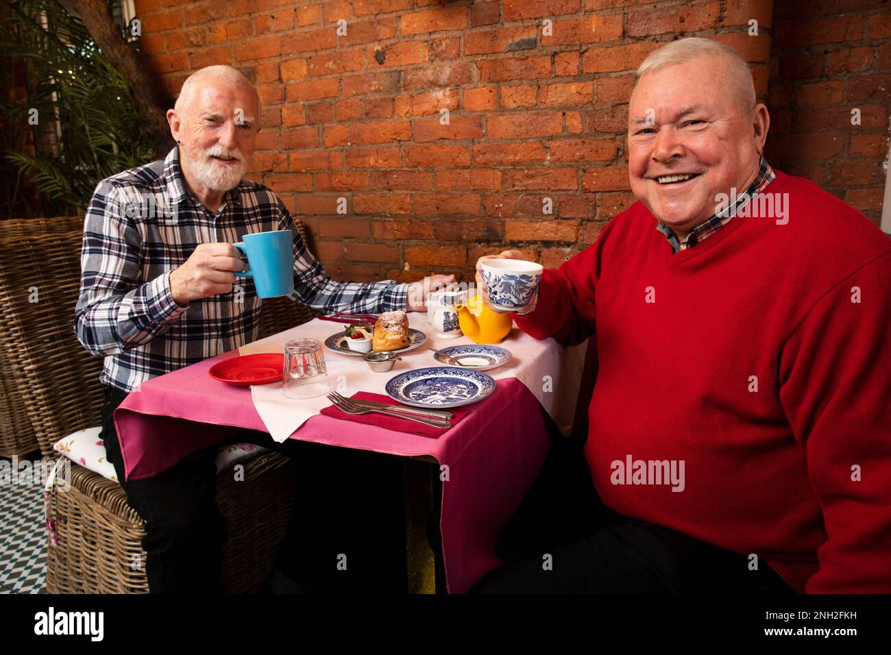 Two men in a cafe. Manchester. United Kingdom Stock Photo - Alamy