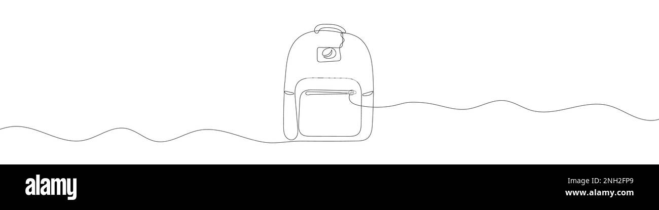 One continuous line drawing of backpack. Backpack in one linear drawing ...