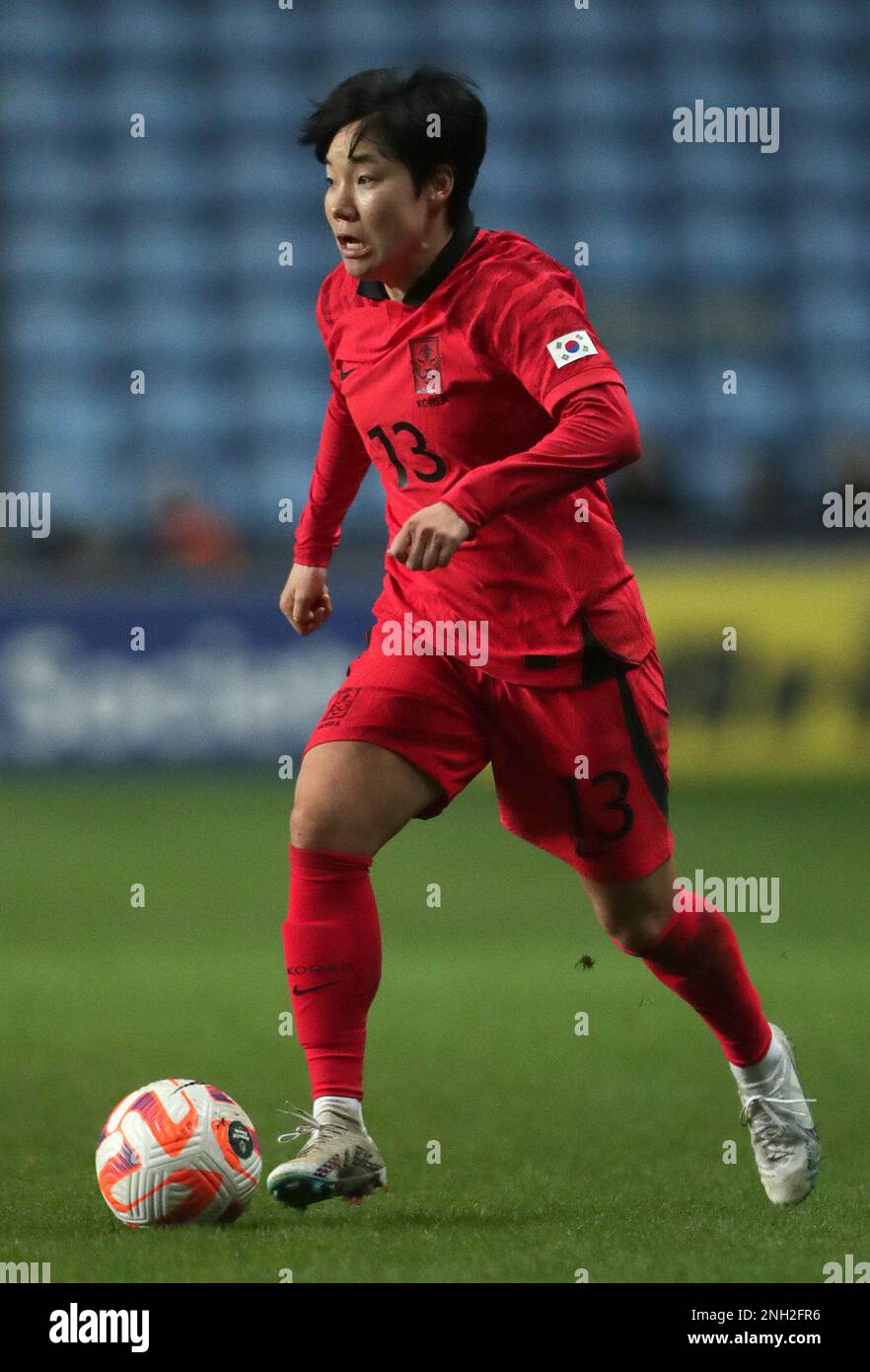 South Korea's Lee Geum-min during the Arnold Clark Cup match at the ...