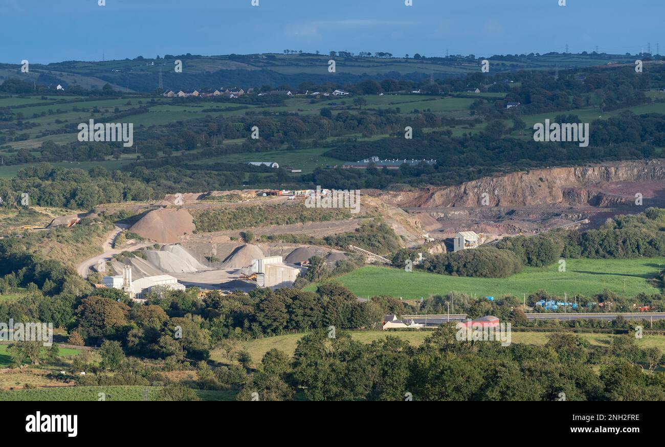 Countryside and quarry near Larne in County Antrim, Northern Ireland ...