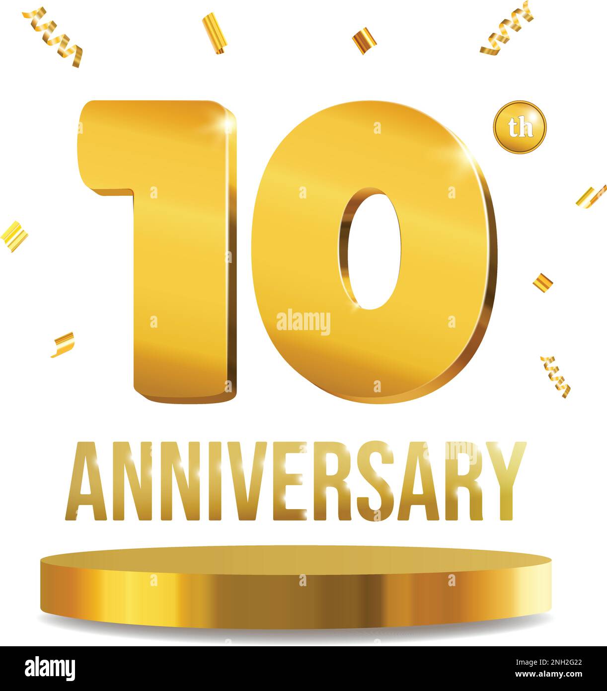 Anniversary celebration 3D numbers golden composition 10 years ...