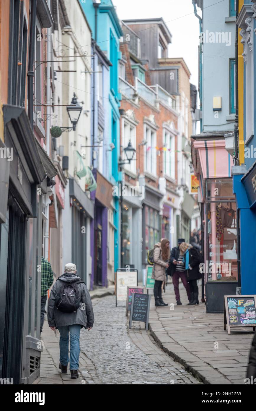Folkestone, February 18th 2023: The Old High Street in Folkestone Stock ...