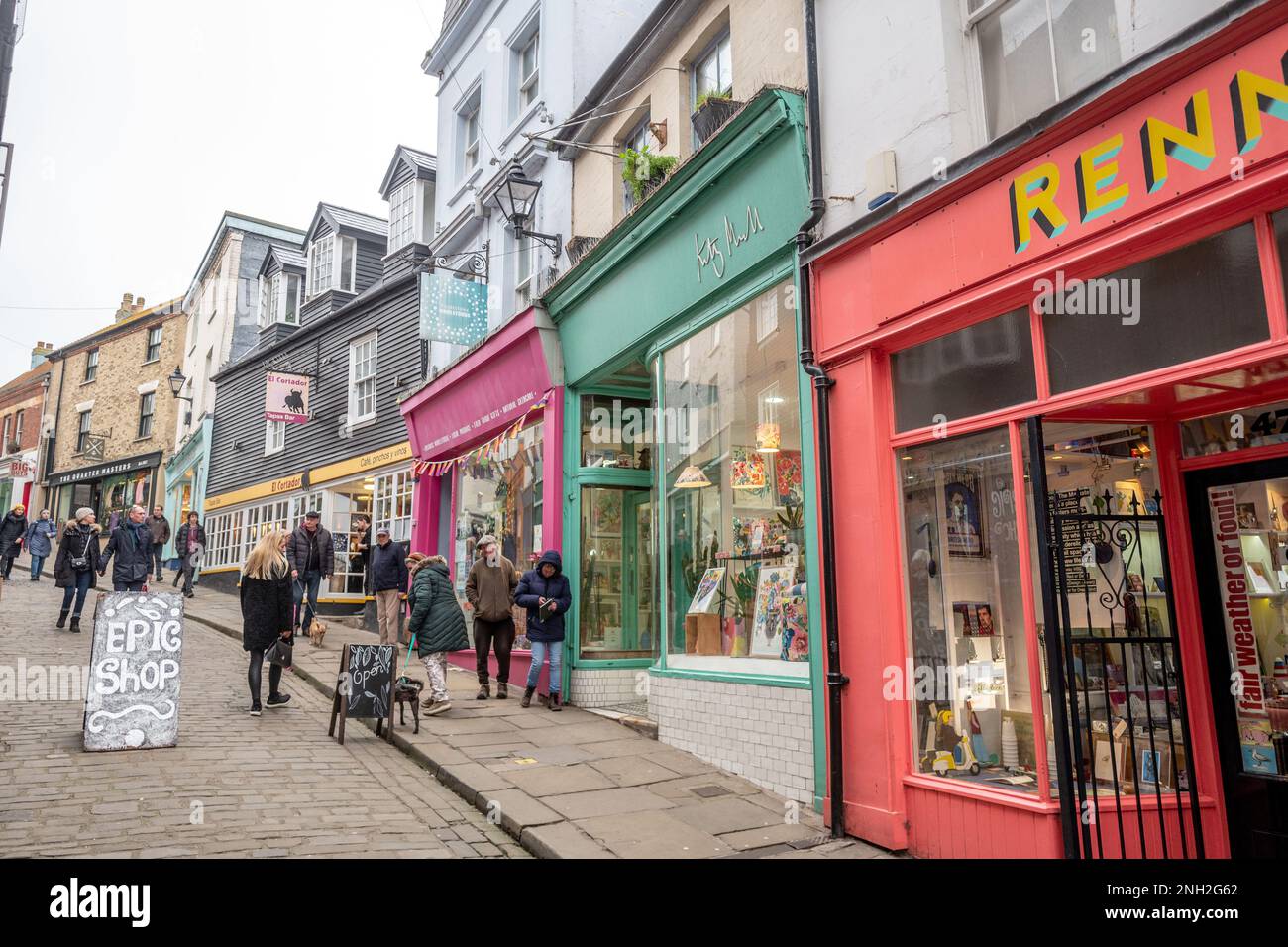 Folkestone, February 18th 2023: The Old High Street in Folkestone Stock ...