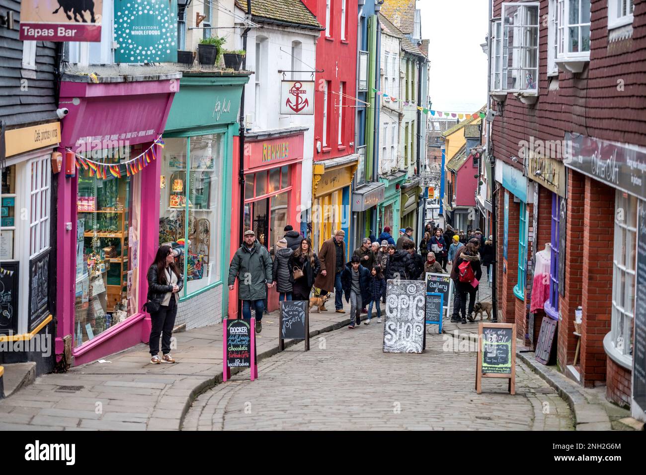 Folkestone, February 18th 2023: The Old High Street in Folkestone Stock ...