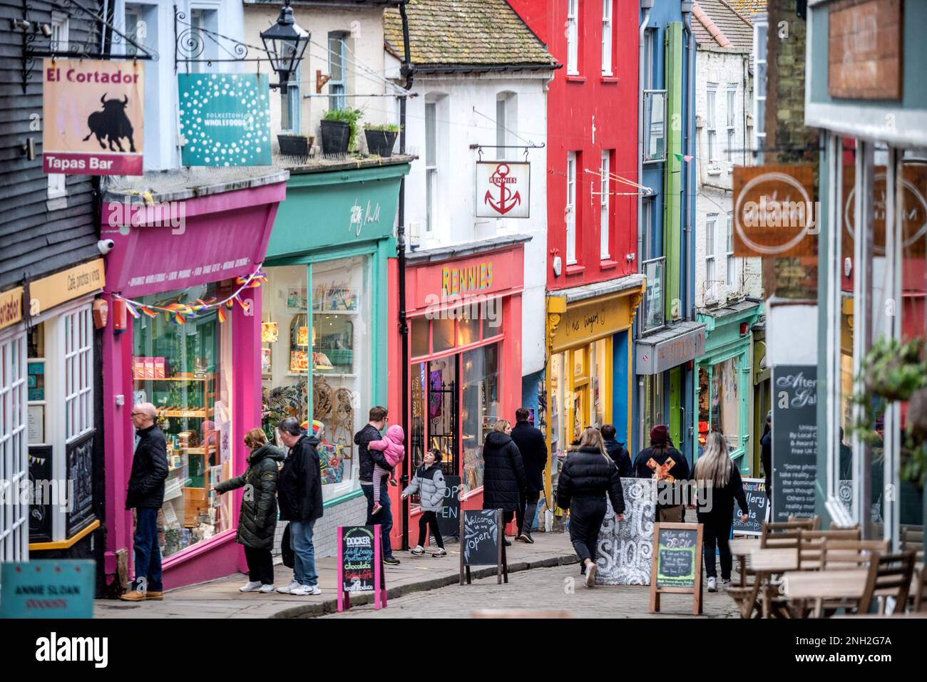 Folkestone, February 18th 2023: The Old High Street in Folkestone Stock ...