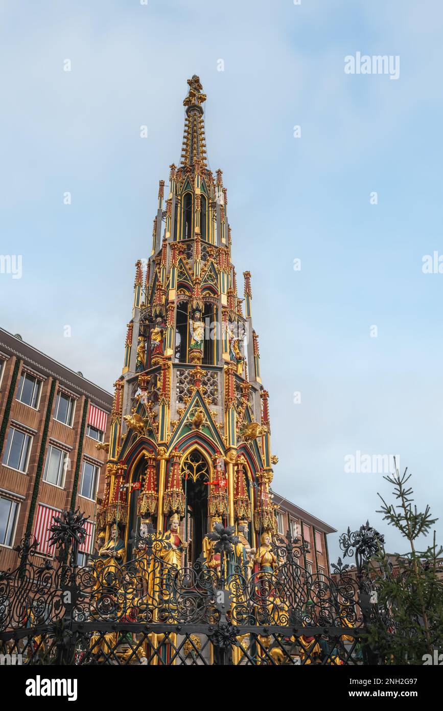 Schoner Brunnen fountain at Hauptmarkt Square - Nuremberg, Bavaria ...