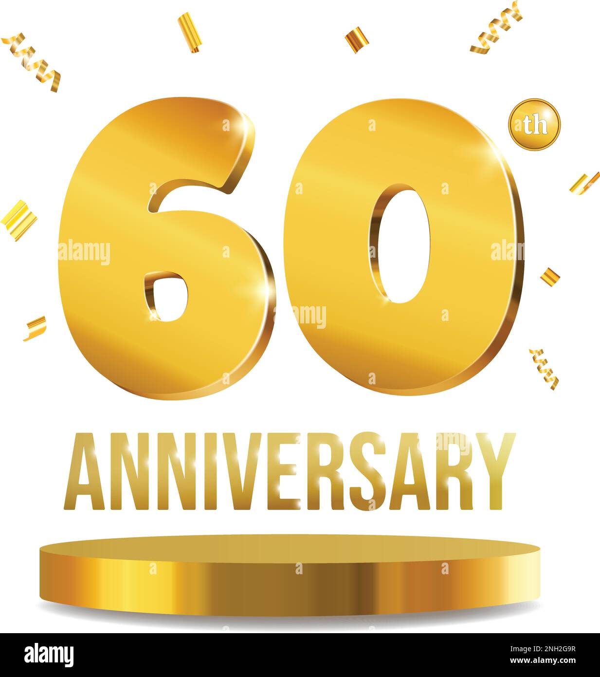 Anniversary celebration 3D numbers golden composition 60 years ...