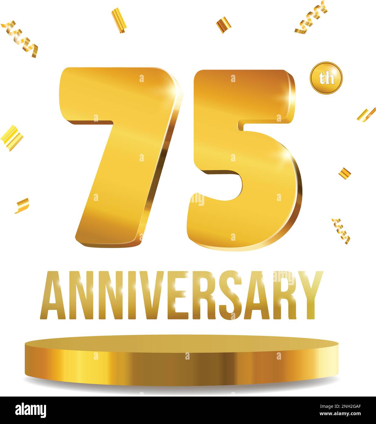 Anniversary celebration 3D numbers golden composition 75 years ...