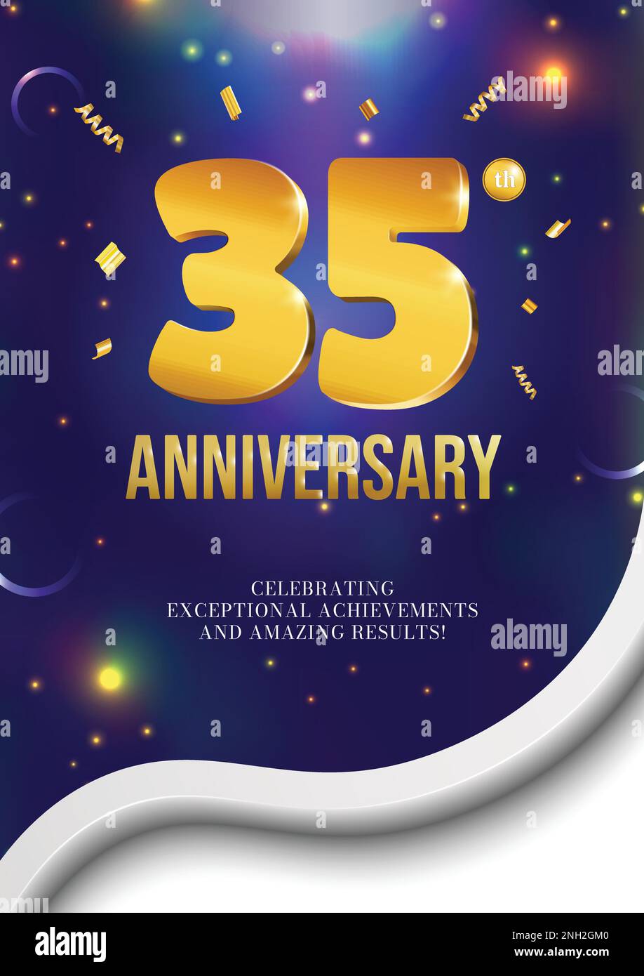 Anniversary celebration poster design with golden 3D date and glowing ...