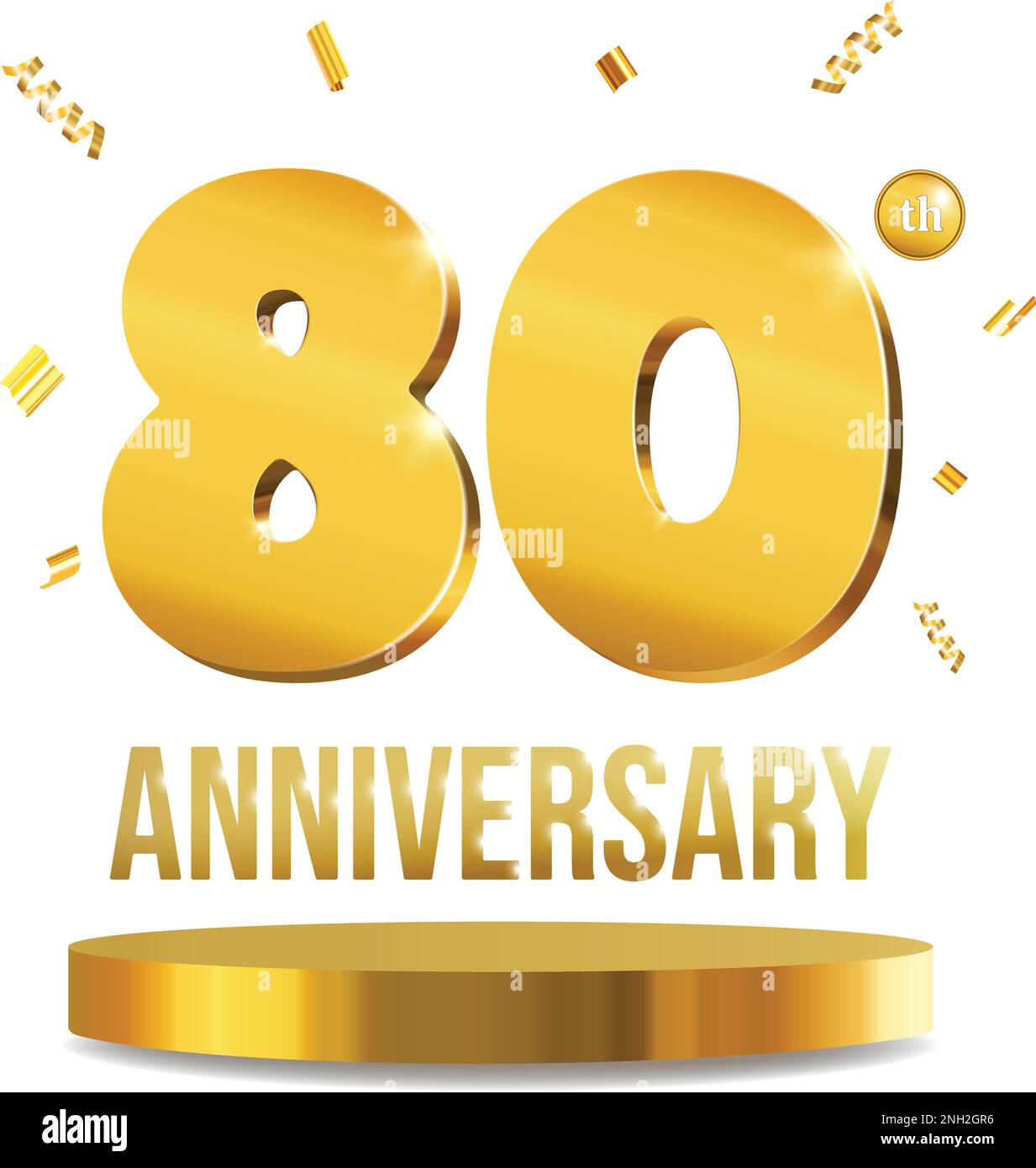 Anniversary celebration 3D numbers golden composition 80 years ...