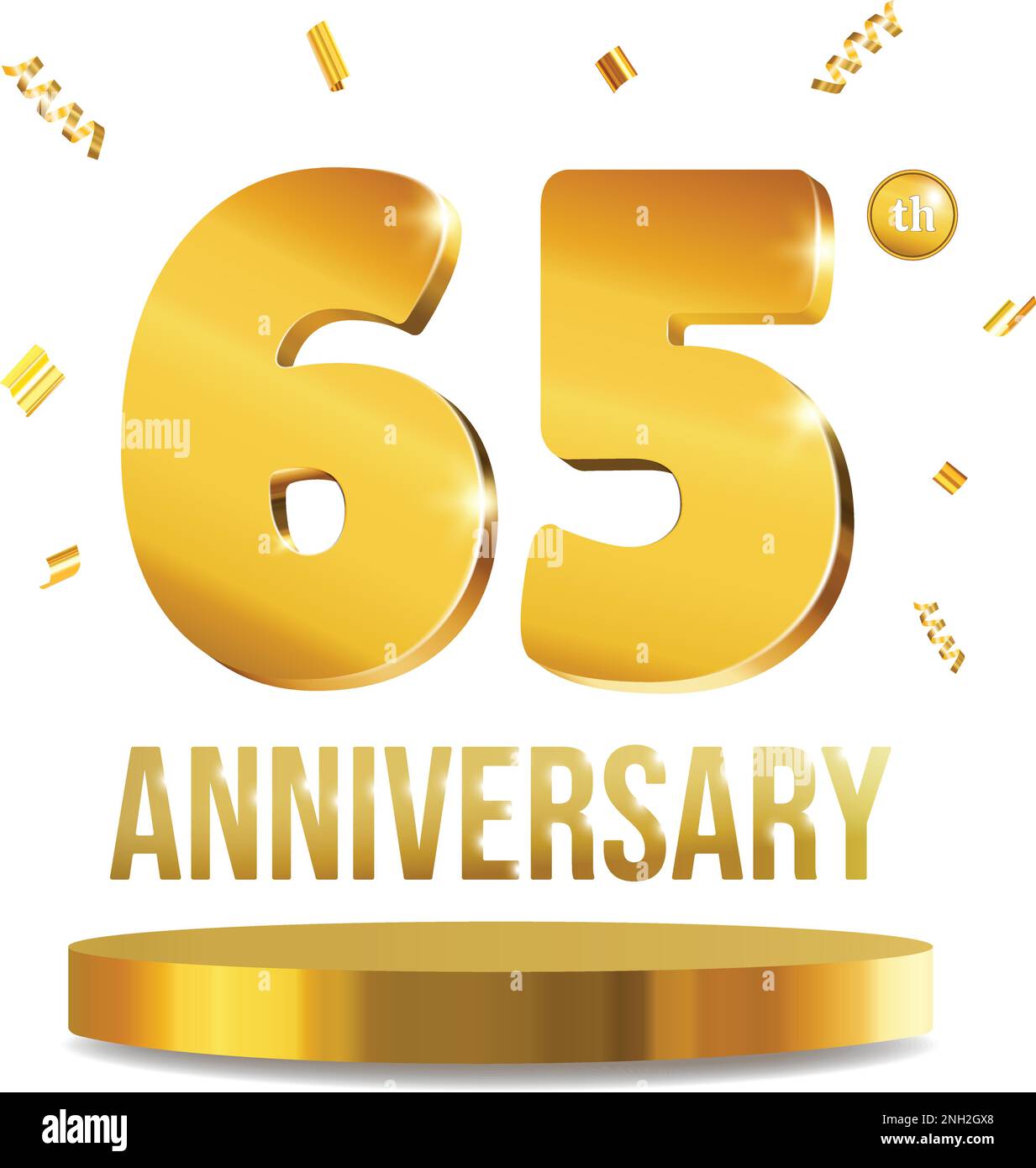 Anniversary celebration 3D numbers golden composition 65 years ...