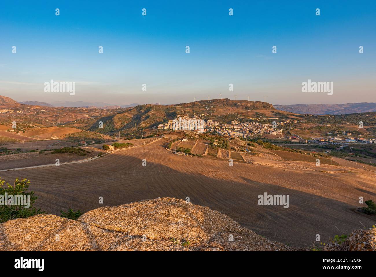 Panoramic view on Villafrati village from Cefalà Diana castle, Sicily ...