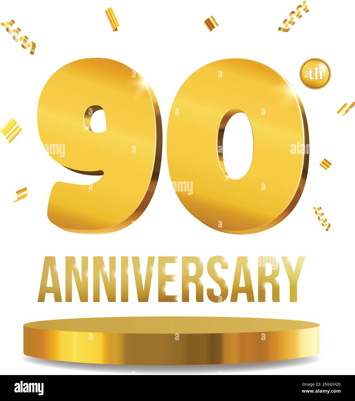 Anniversary celebration 3D numbers golden composition 90 years ...