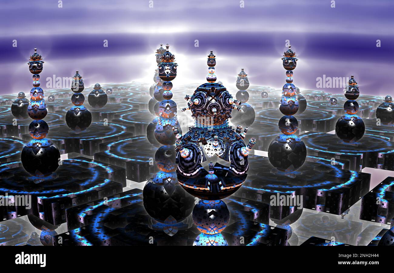 the surface of an alien planet under an alien sun 3d rendering Stock ...