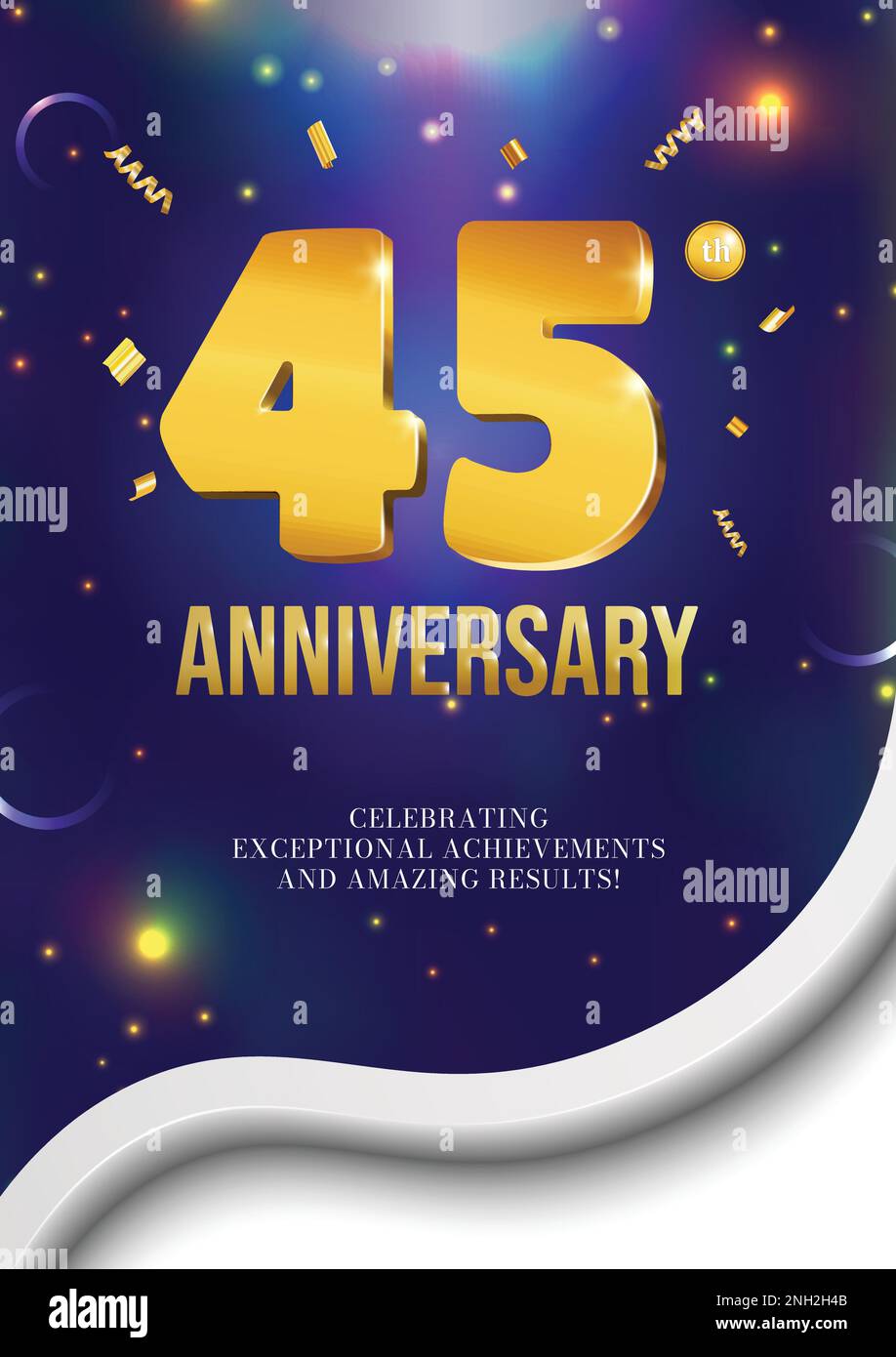 Anniversary celebration poster design with golden 3D date and glowing ...