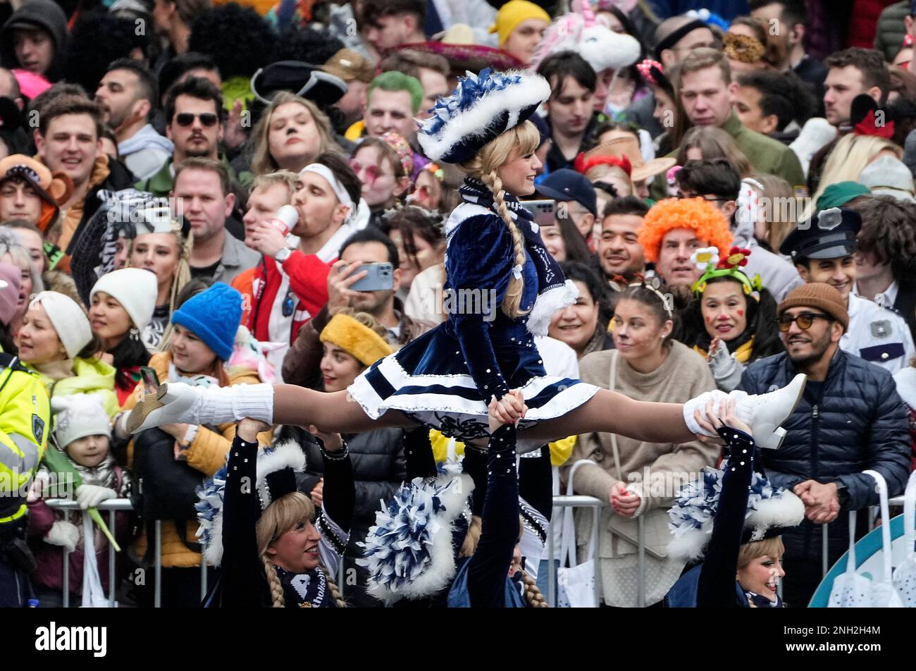 Revellers celebrate during the traditional carnival parade in ...