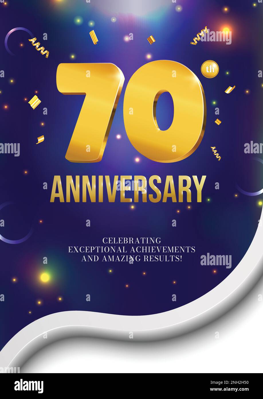 Anniversary celebration poster design with golden 3D date and glowing ...