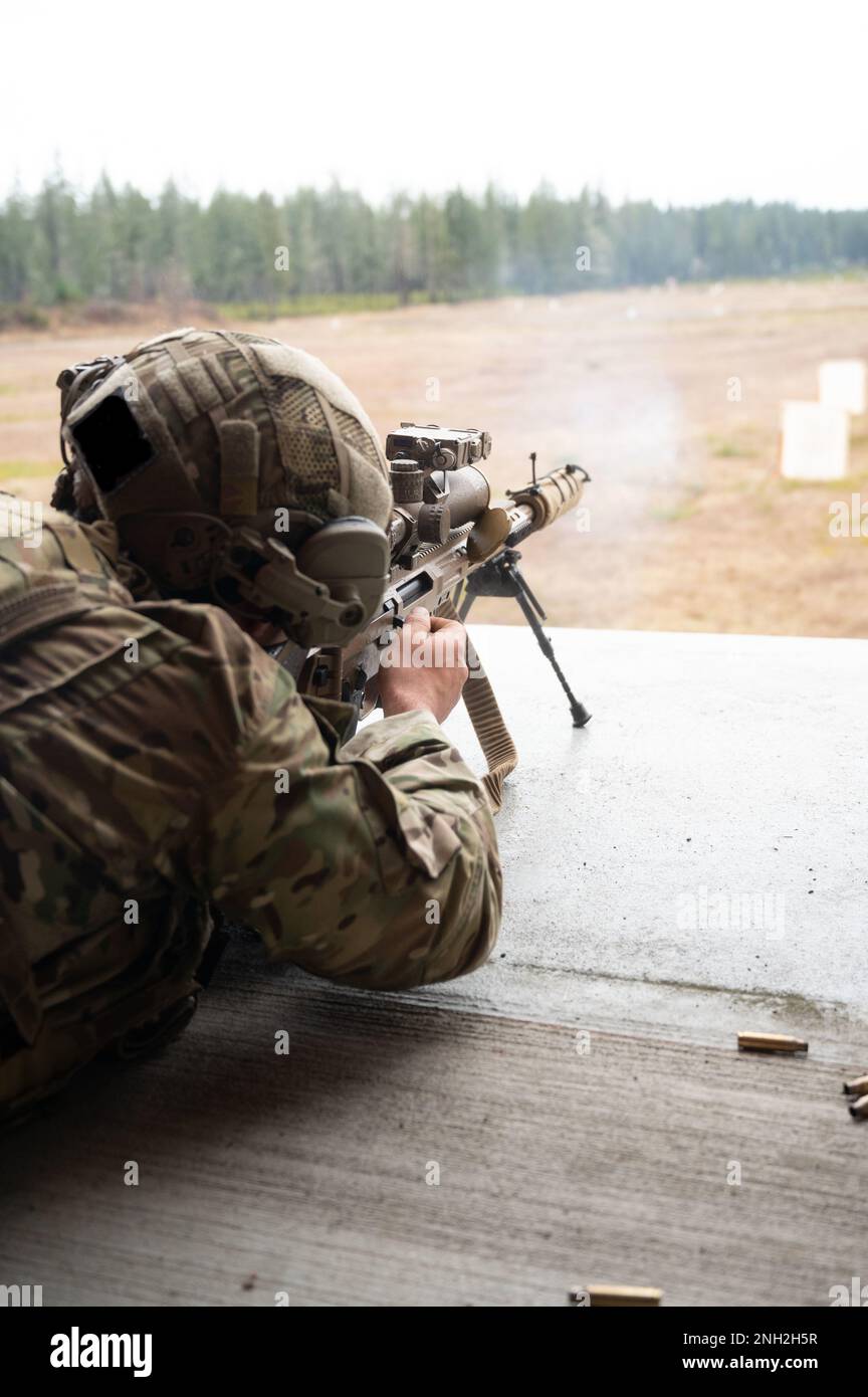 A Green Beret from 1st Special Forces Group (Airborne) engages long ...
