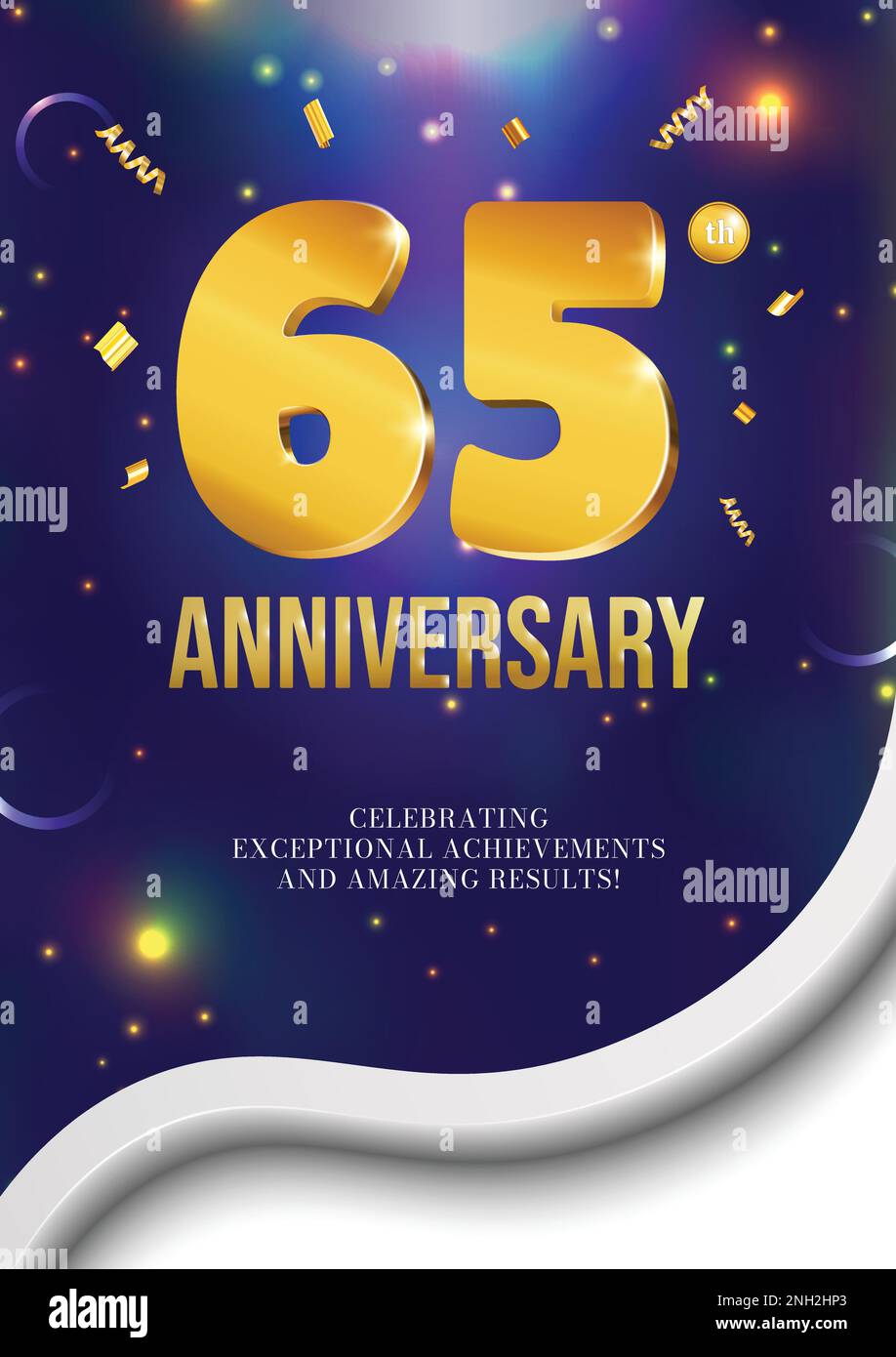 Anniversary celebration poster design with golden 3D date and glowing ...