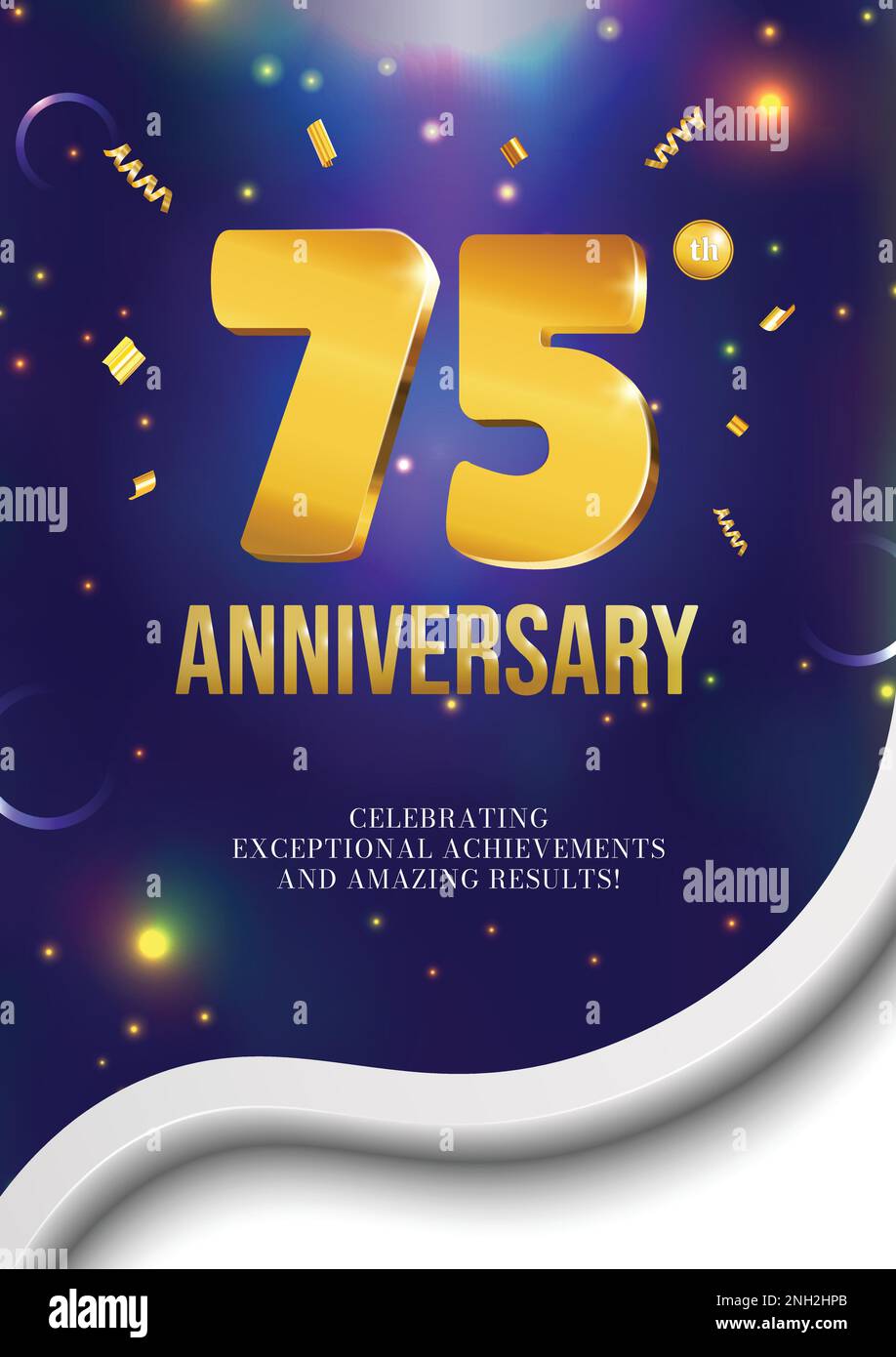 Anniversary celebration poster design with golden 3D date and glowing ...