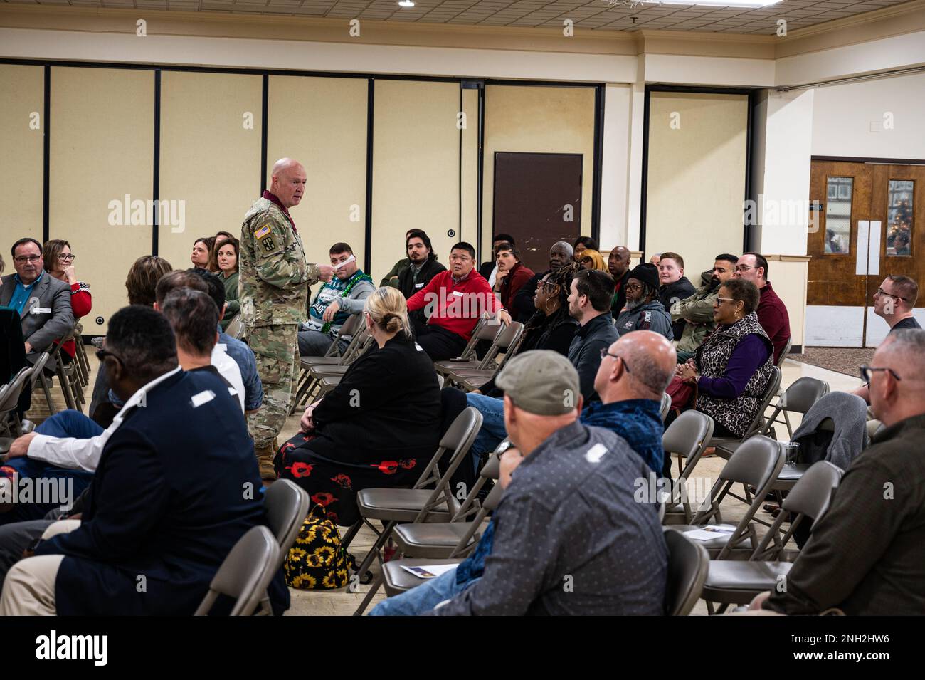 Lt. Col. Ronald Foley speaks after a command retirement ceremony as ...