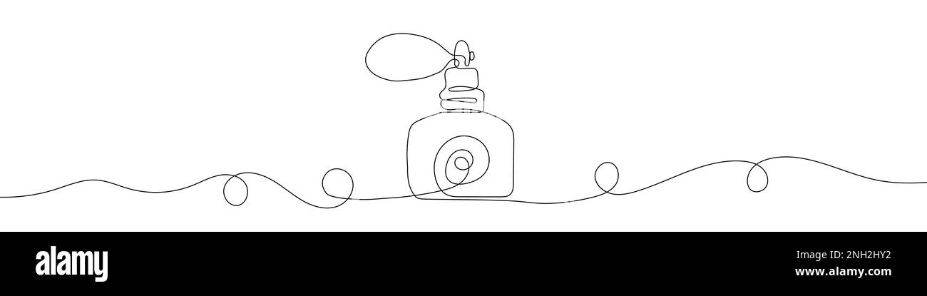 Continuous linear drawing of perfume bottle. Single line drawing of ...