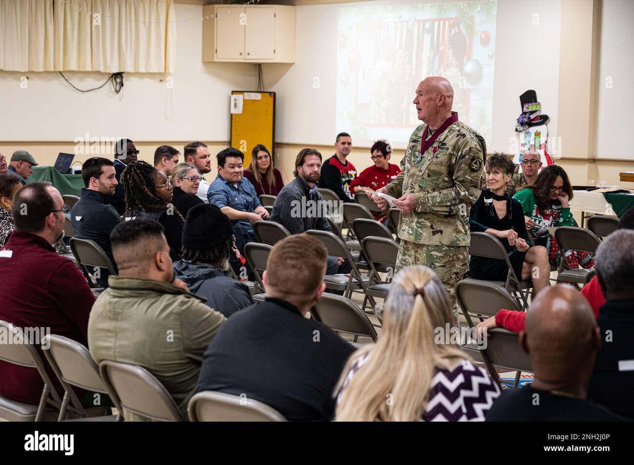 Lt. Col. Ronald Foley speaks after a command retirement ceremony as ...