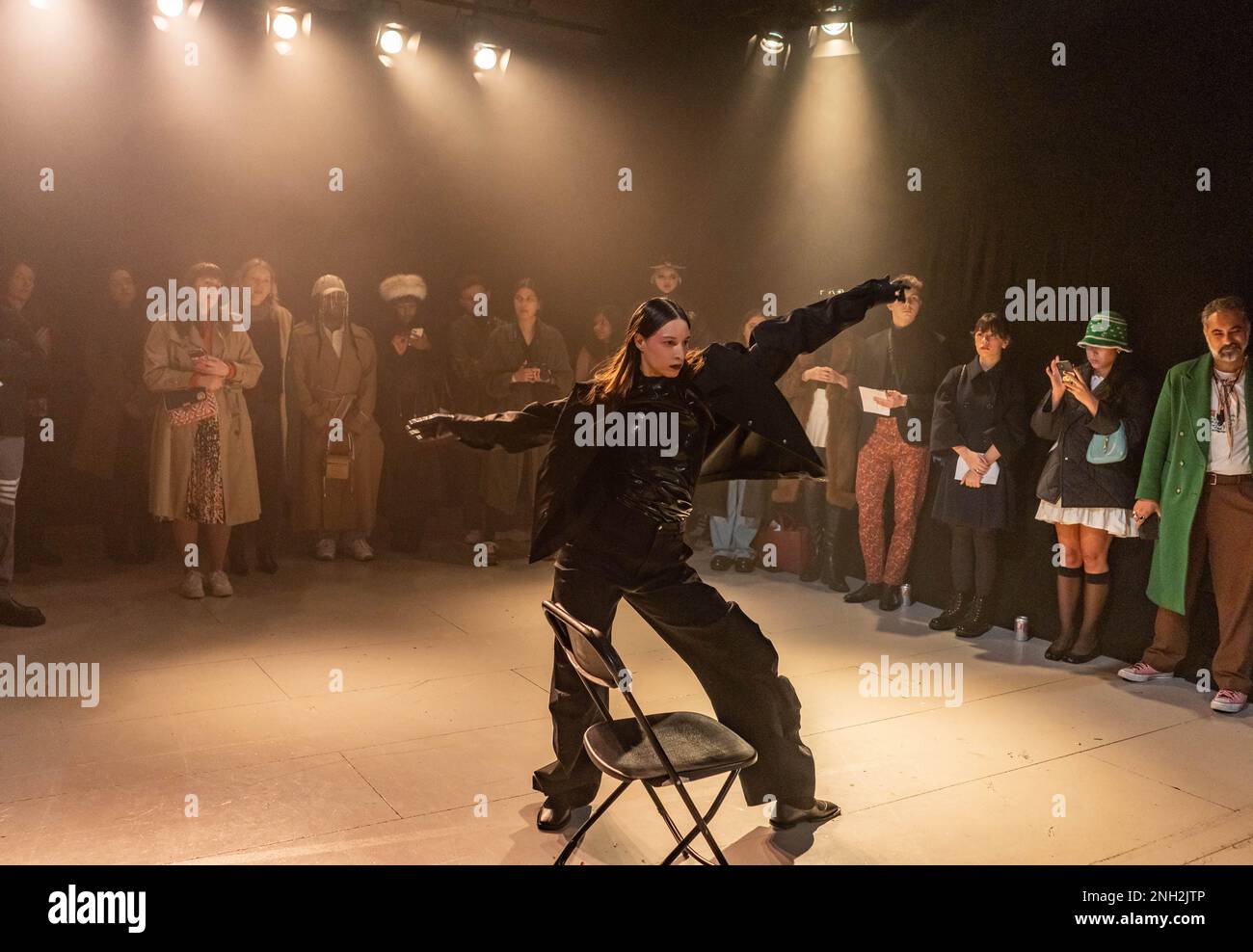 Models take part in a presentation for the Harri show at the Newgen ...
