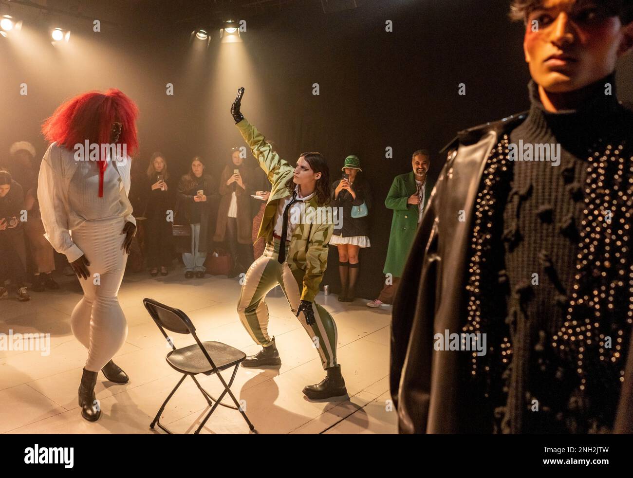 Models take part in a presentation for the Harri show at the Newgen ...