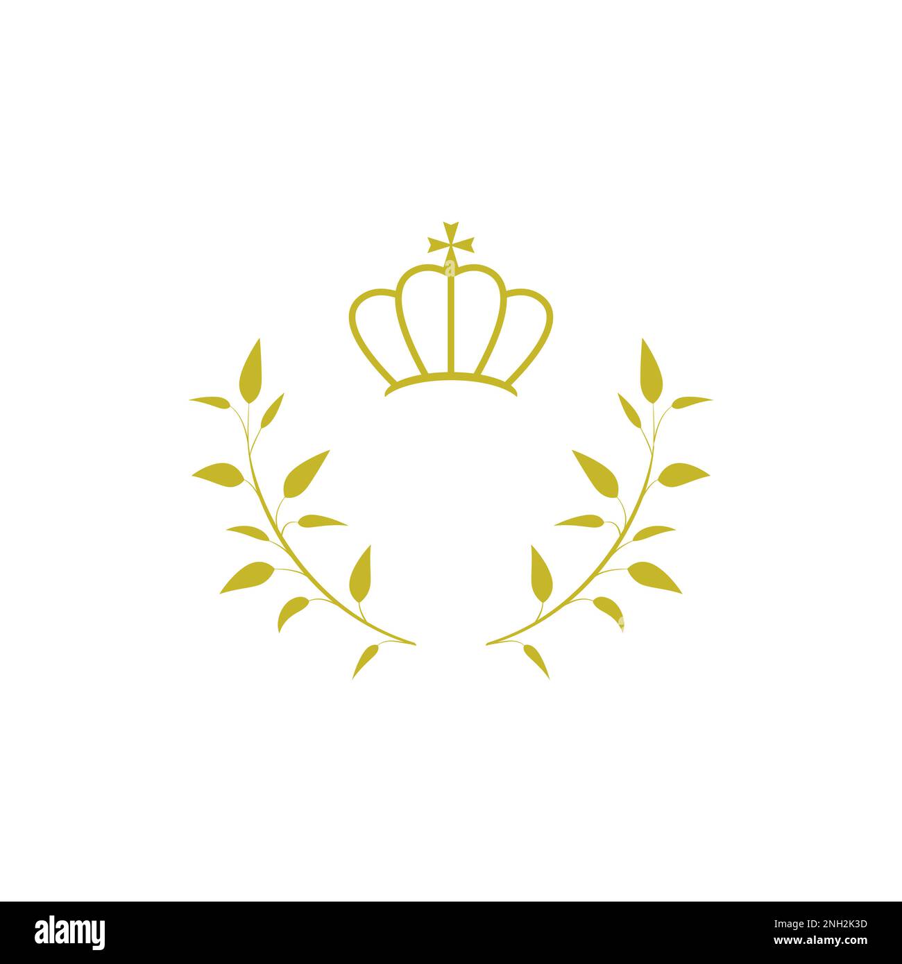 Gold Laurel Wreath with crown Icon. Vector Flat illustrationisolated on ...
