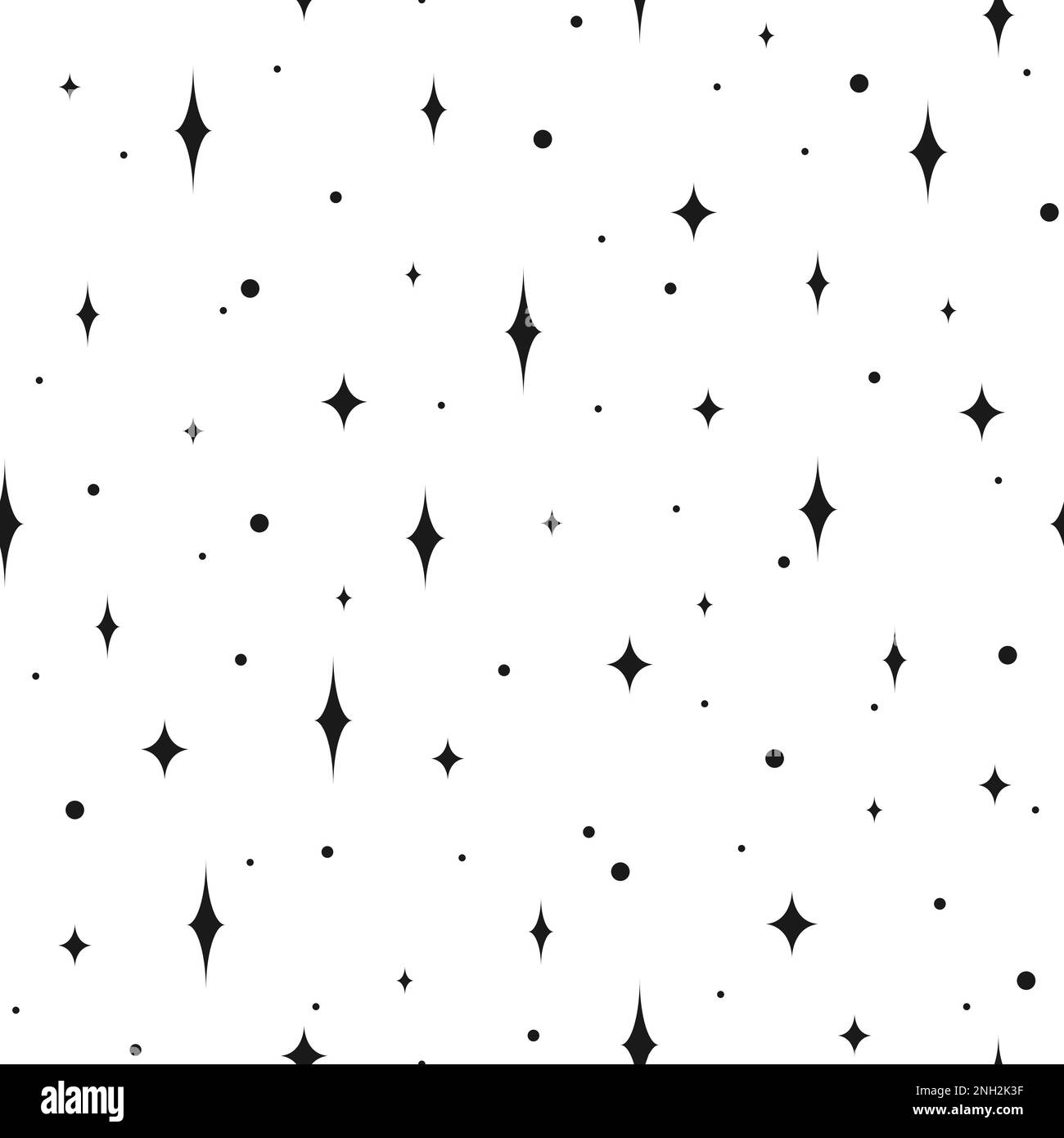 Seamless cute pattern with dots and stars or sparkles on white ...