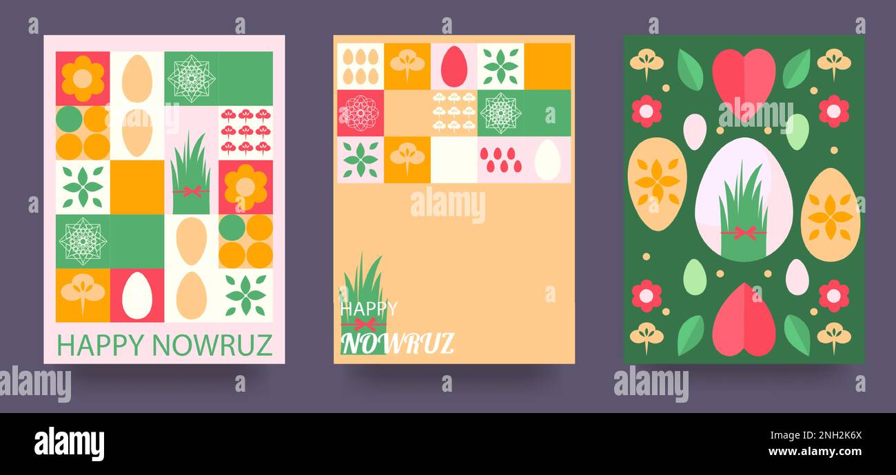 A set of postcards with the Novruz holiday. Novruz Bayram background ...
