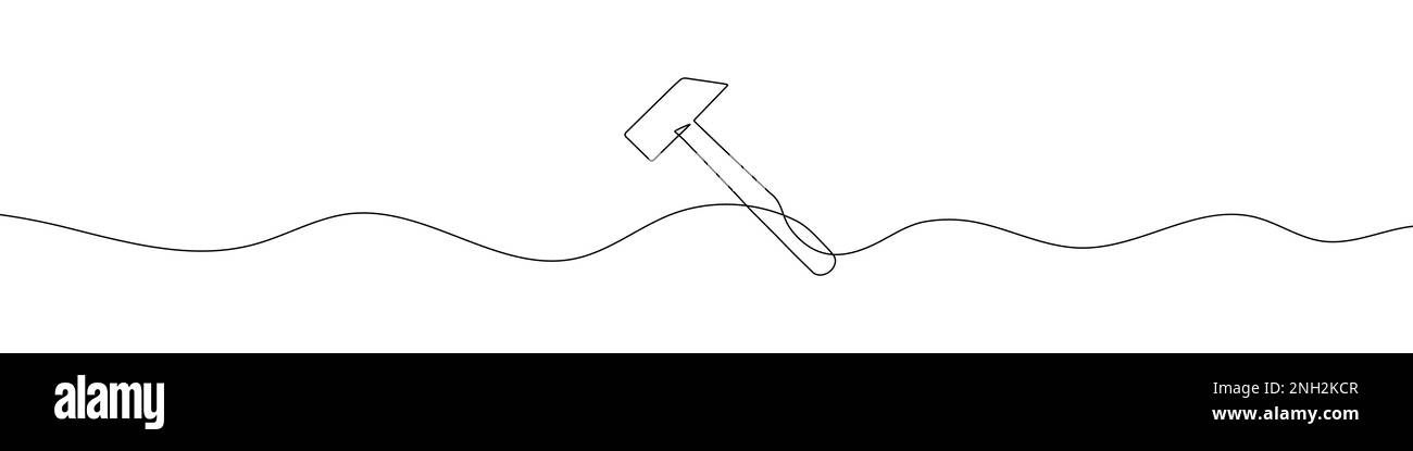 Continuous linear drawing of hammer. Single line drawing of hammer ...
