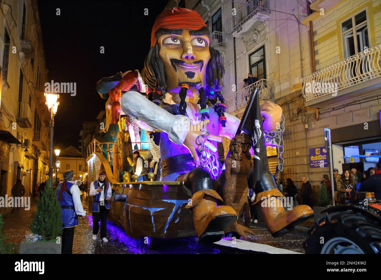 Carnival floats made of papier-mâché, each with its own set, parade ...