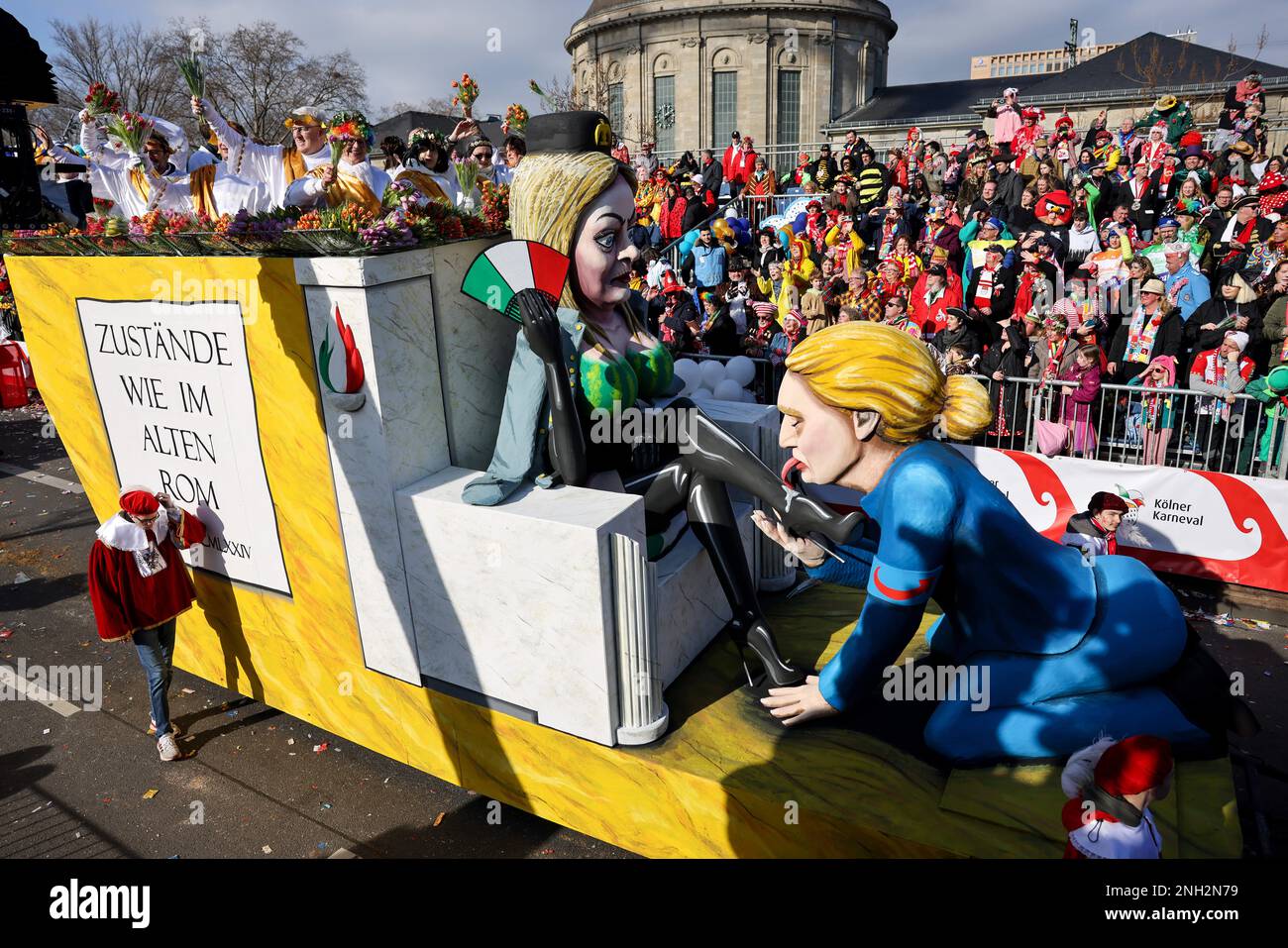 Cologne, Germany. 20th Feb, 2023. The theme float "Conditions as in ...