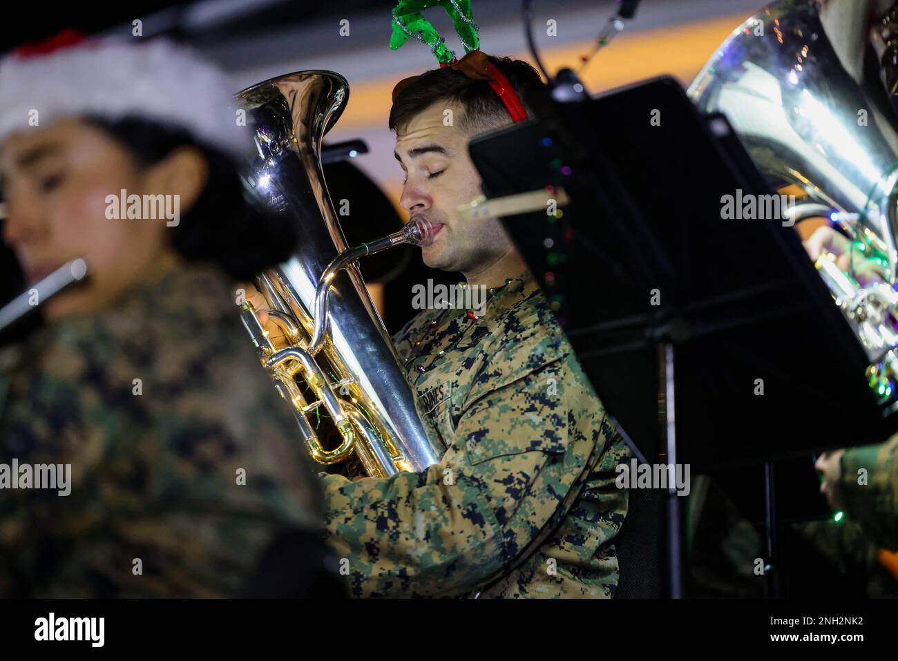 U.S. Marine Corps Sgt. Chris Miller, a native of Stafford, Virginia and a euphonium ...