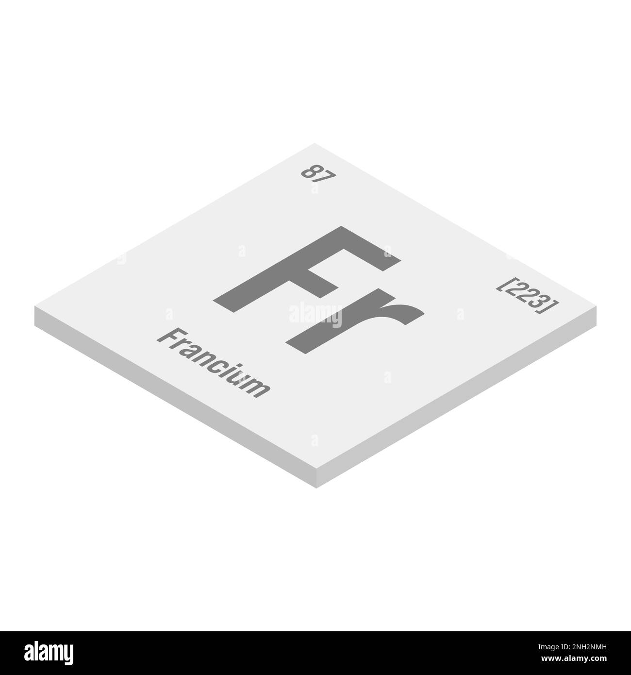 Flerovium, Fl, gray 3D isometric illustration of periodic table element ...