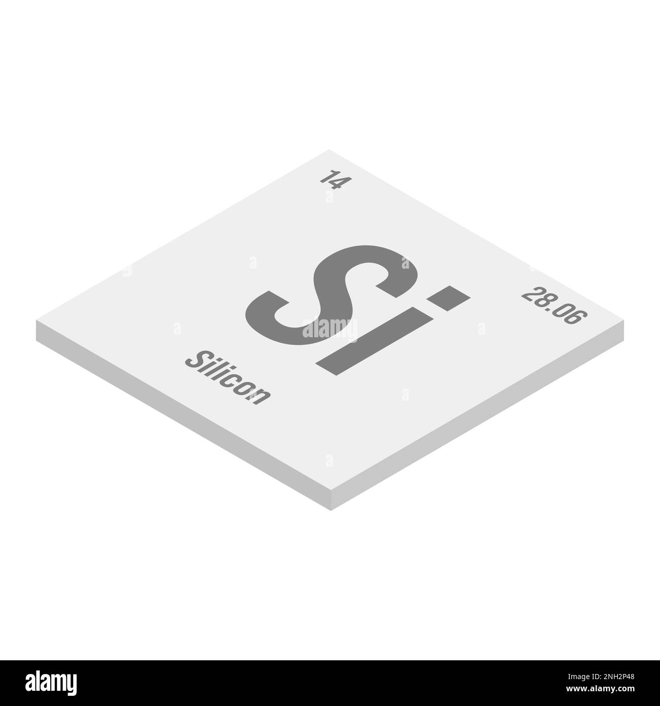Silicon, Si, gray 3D isometric illustration of periodic table element ... Silicon, Si, gray 3D isometric illustration of periodic table element ...