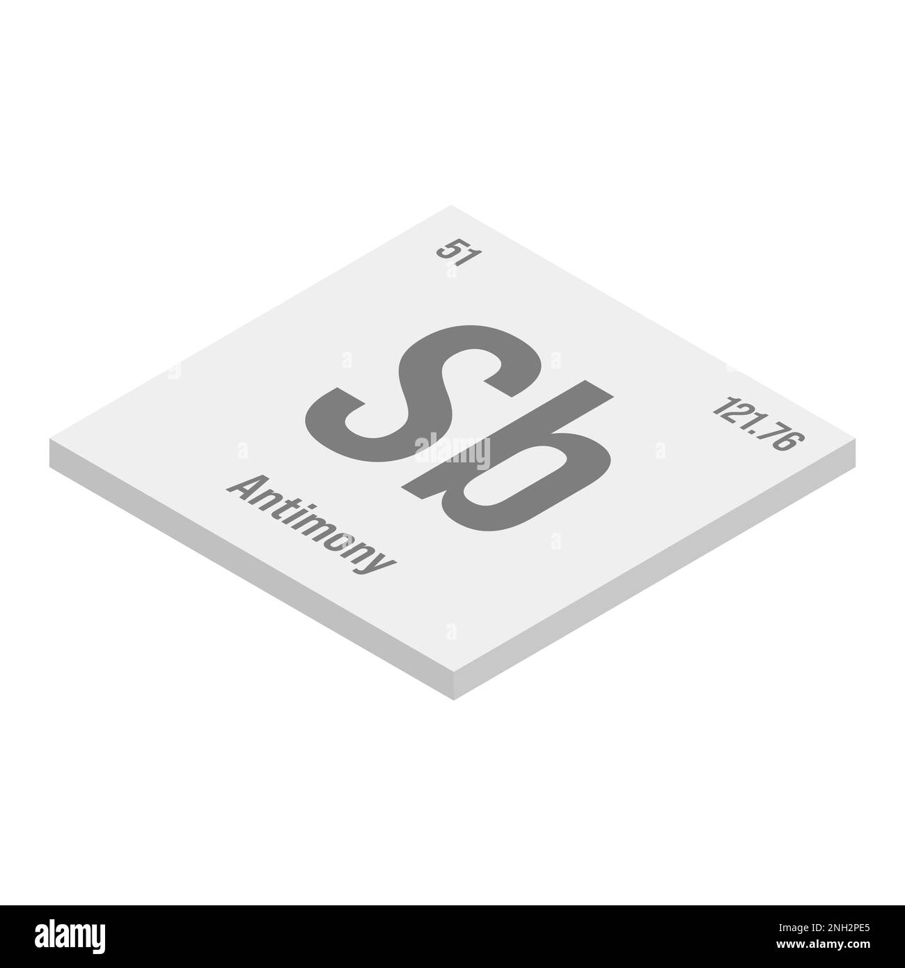 Antimony, Sb, gray 3D isometric illustration of periodic table element ...