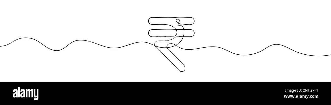 Continuous line drawing of Rupee currency symbol. Line art of Indian ...