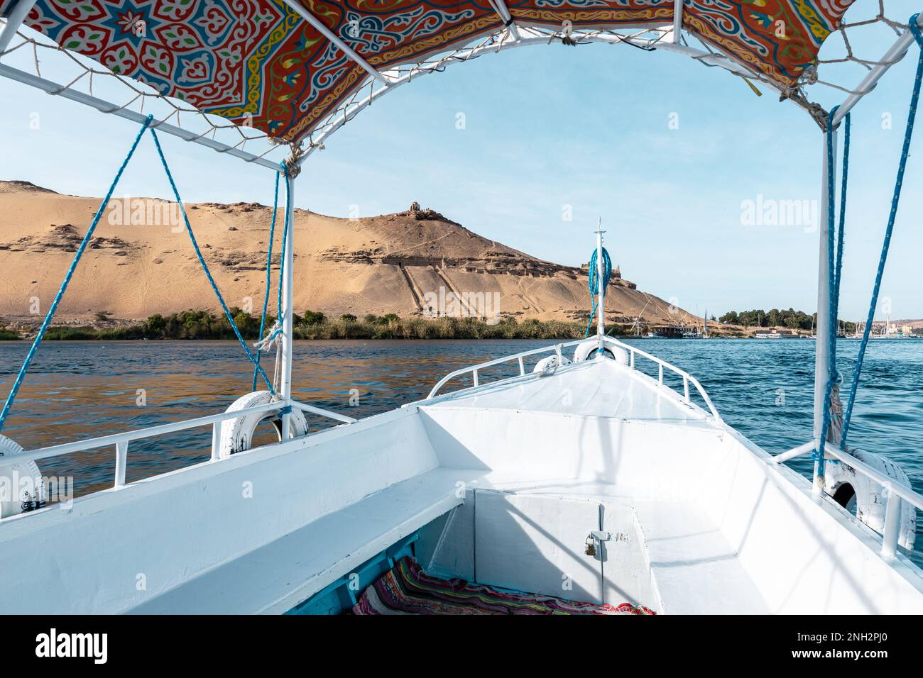 Felucca Sailing on the Nile River in Aswan. Popular Tourist Sailboat in ...