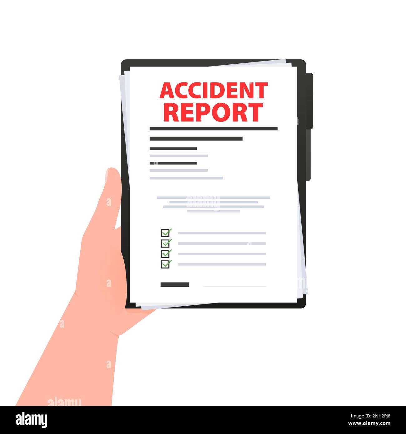 Accident report form. Write application. Clipboard document. Vector ...