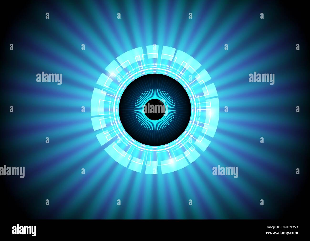 Eye scan on blue rays background. Biometric data security concept ... Eye scan on blue rays background. Biometric data security concept ...