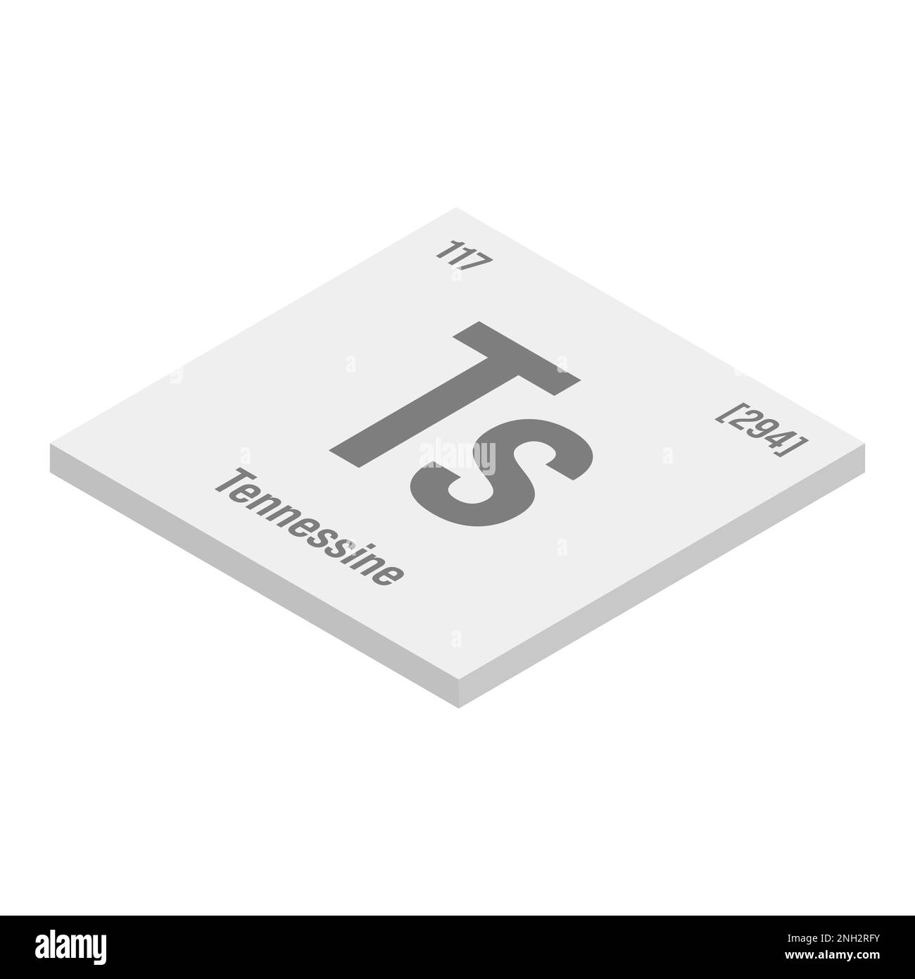 Tennessine, Ts, gray 3D isometric illustration of periodic table ...