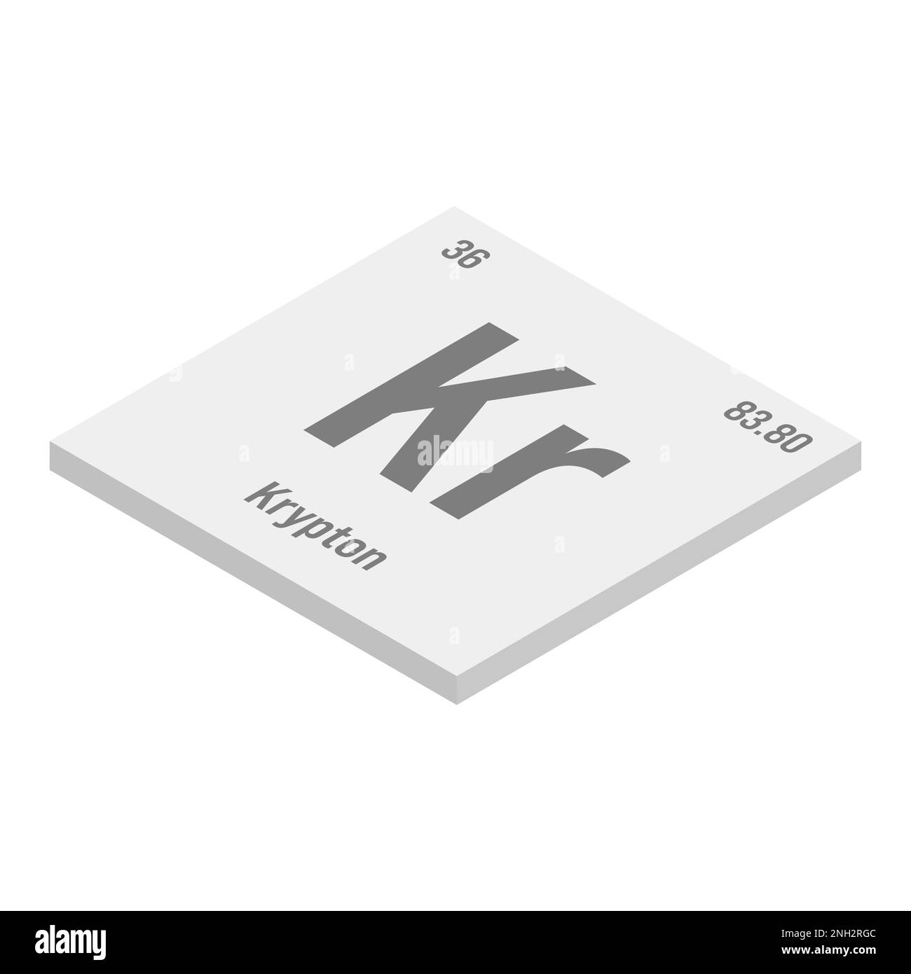 Krypton, Kr, gray 3D isometric illustration of periodic table element ...